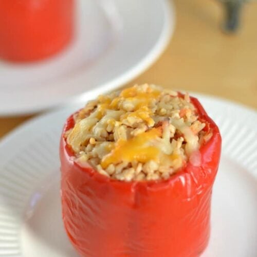 Stuffed Red Peppers with Brown Rice and Turkey - To Simply Inspire