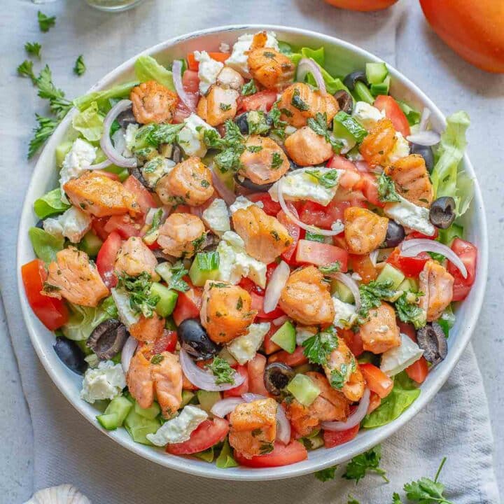 Easy Greek Salad with Salmon - To Simply Inspire