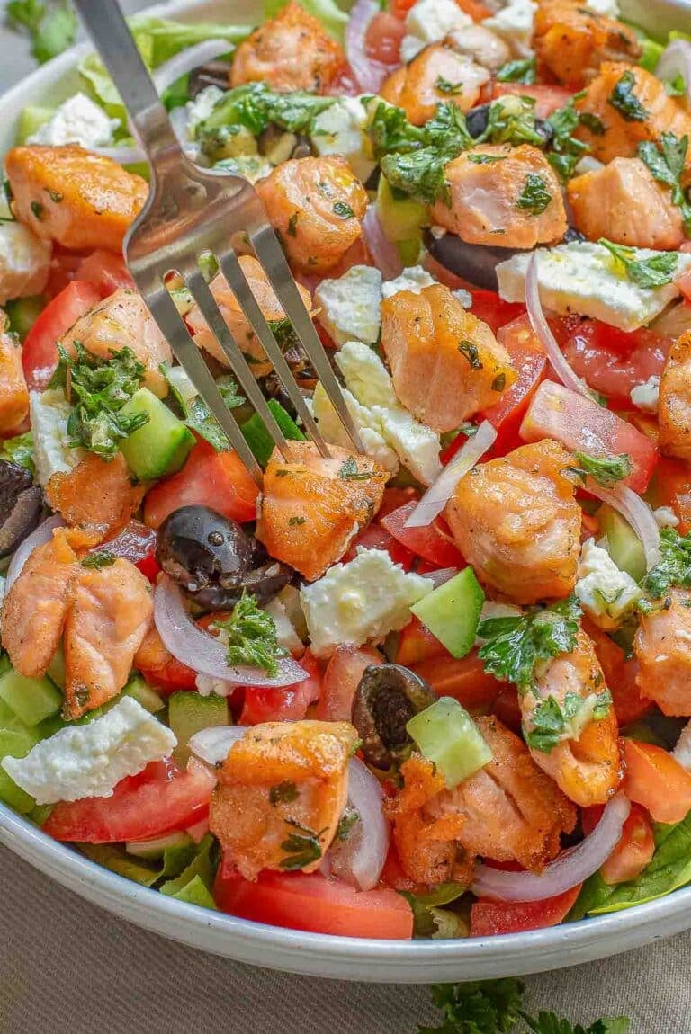 Easy Greek Salad with Salmon - To Simply Inspire
