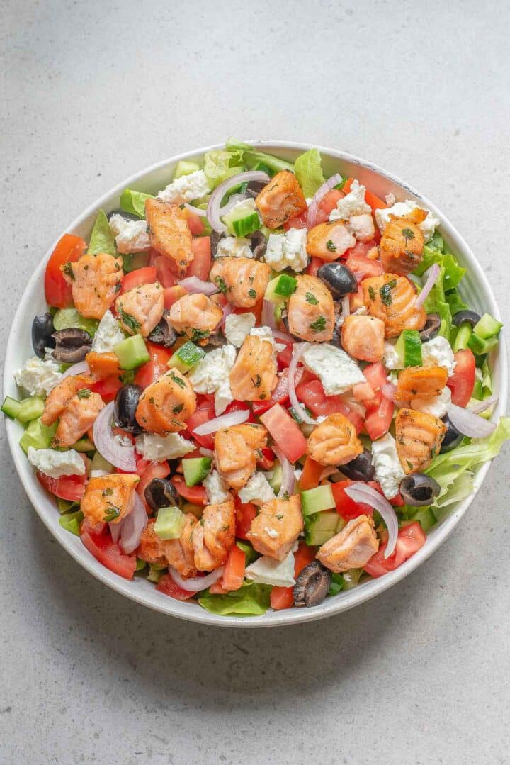 Easy Greek Salad with Salmon - To Simply Inspire