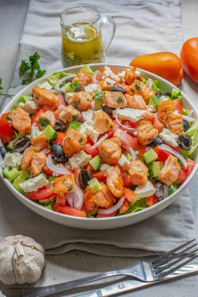 Easy Greek Salad with Salmon - To Simply Inspire