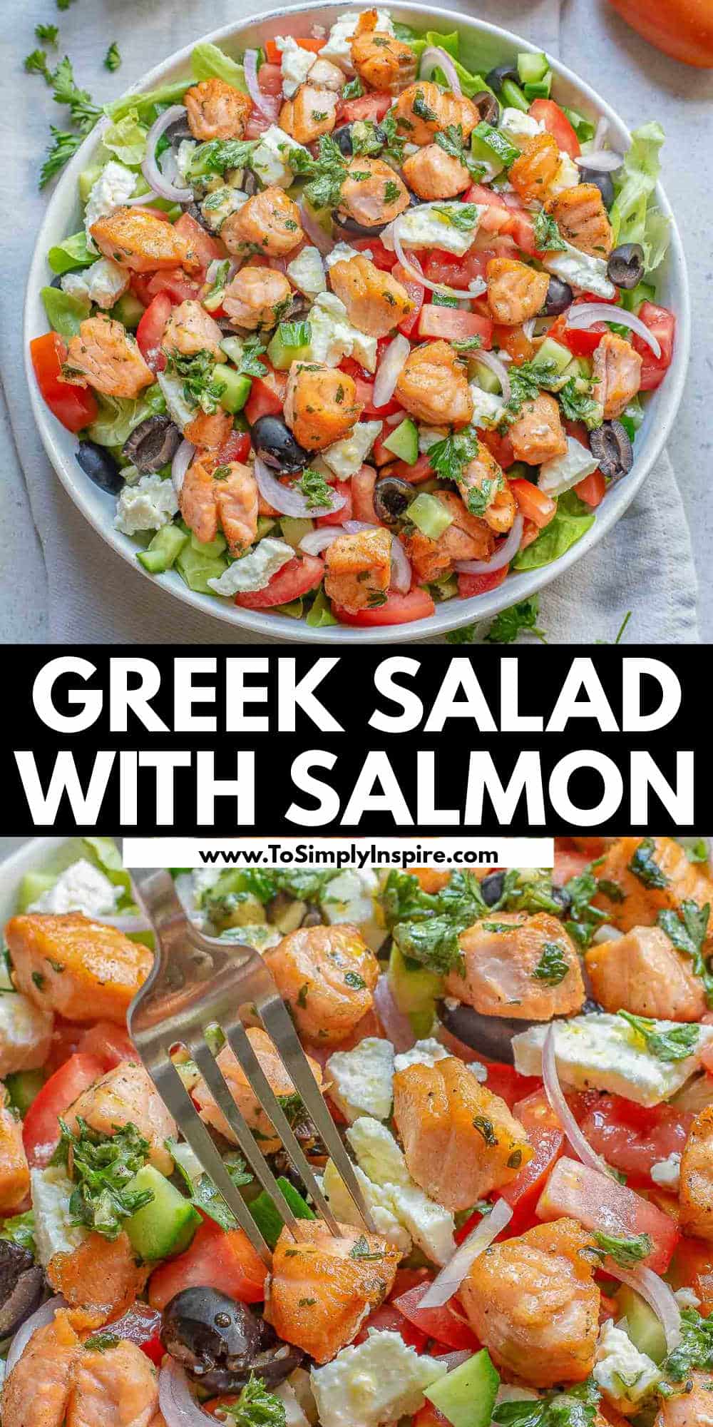Easy Greek Salad with Salmon - To Simply Inspire