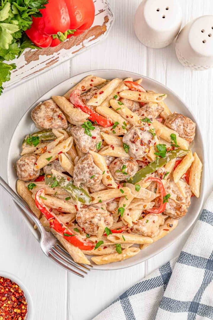 Easy Rasta Pasta Recipe with Jerk Chicken